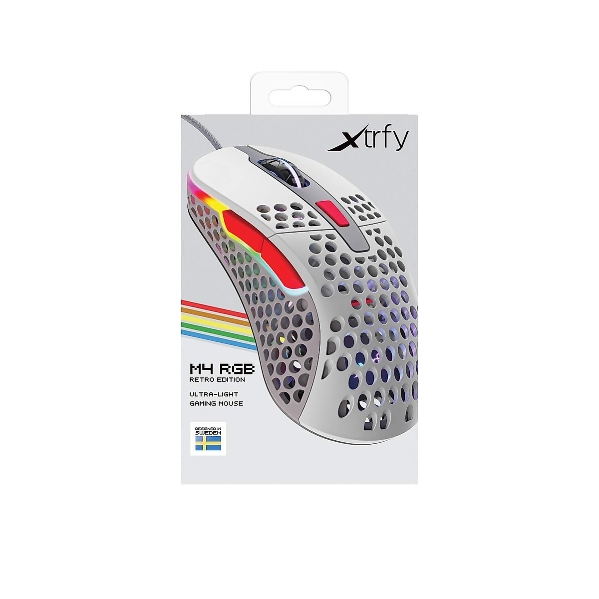 Xtrfy M4 RGB Ultra-Light Gaming Mouse, Unique Right-Handed Design, Pixart 3389 Sensor, EZcord® - Retro