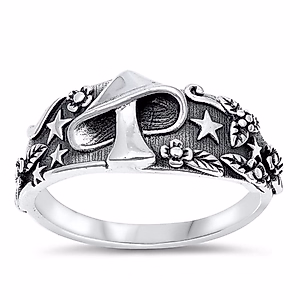 CloseoutWarehouse Sterling Silver Floral Design Mushroom Ring Size 9