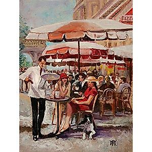 (SOLD) Cafe on the Champs Elysees - Paris cafe by internationally renown painter Yary Dluhos