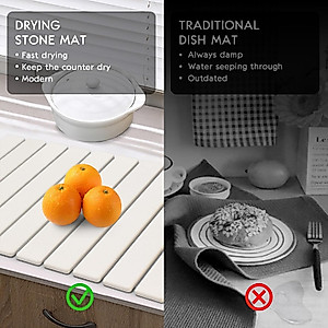 tdcokhe Home Sink Caddy, Instant Dry Bathroom Sink Organizer, Fast Drying Diatomaceous Earth Stone Sink Tray Dish for Soap Sponge Holder Toothbrush Cup, Stainless Steel Feet with Rubber Bottom, Grey