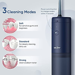 Water Flosser Dental Oral Irrigator Teeth Cleaner Portable Travel Rechargeable Cordless,IPX7 Electric Plaque Remover 3 Modes 3 Jet Tips 140ml
