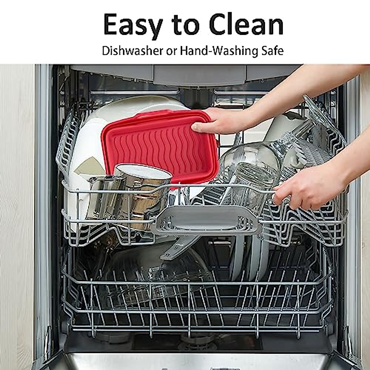 Air Fryer Silicone Liners Pot for Ninja Foodi Dual DZ090 6QT, 2 Pack Reusable Air Fryer Silicone Replacement Basket Bowl, Collapsible Baking Tray for Air Fryer Accessories (Red)