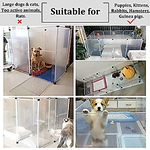 PINVNBY Pet Playpen 19.7 x 27.6 in Portable Small Animals Play Pen, Pet Fence Yard Fence DIY Transparent Plastic Enclosure for Guinea Pigs, Bunny, Hedgehogs, Kitten, Puppies (12 Panels)