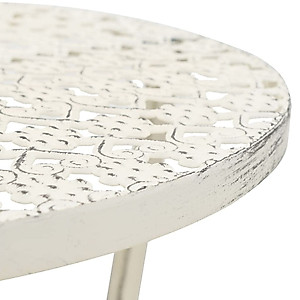 YPWRENH Entrance Tables Round Dining Table Bistro Table Vintage Style Round Metal 15.7 "x27.5 White for Dining Room, Kitchen or Living Room