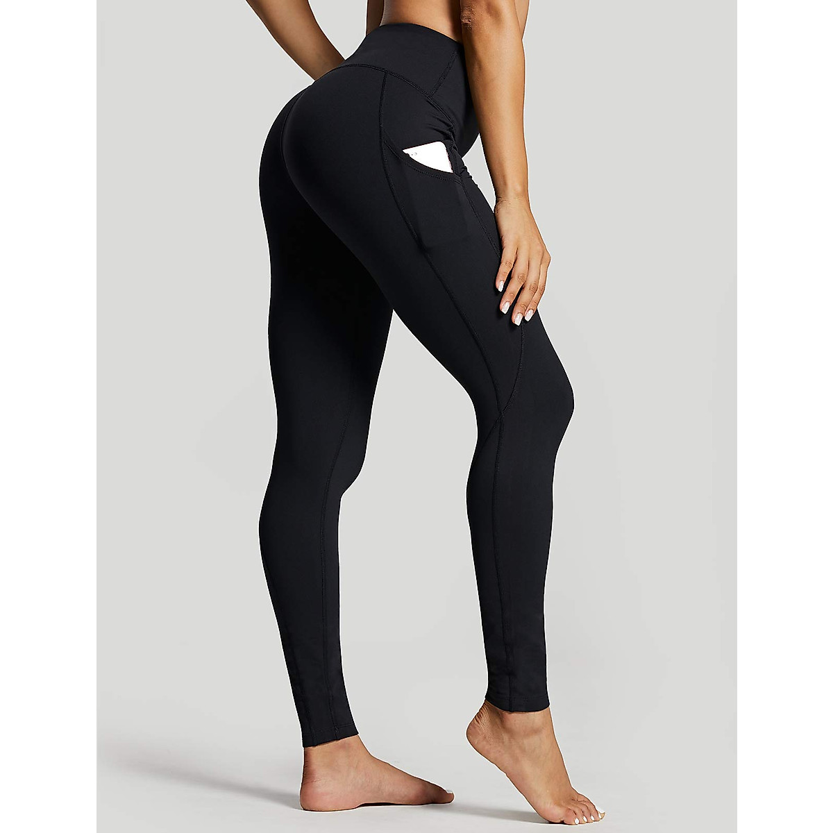 ZUTY Fleece Lined Leggings Women Winter Thermal Insulated Warm Leggings with Pockets High Waisted Yoga Pants Plus Size-Black-M