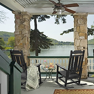 hOmeHua Rocking Chair, All-Weather Oversized Outdoor Indoor Chair, Patio Fade-Resistant Porch Rocker Chair, Durable Smooth Rocking, Comfortable Easy to Assemble, Low Maintain (Black)