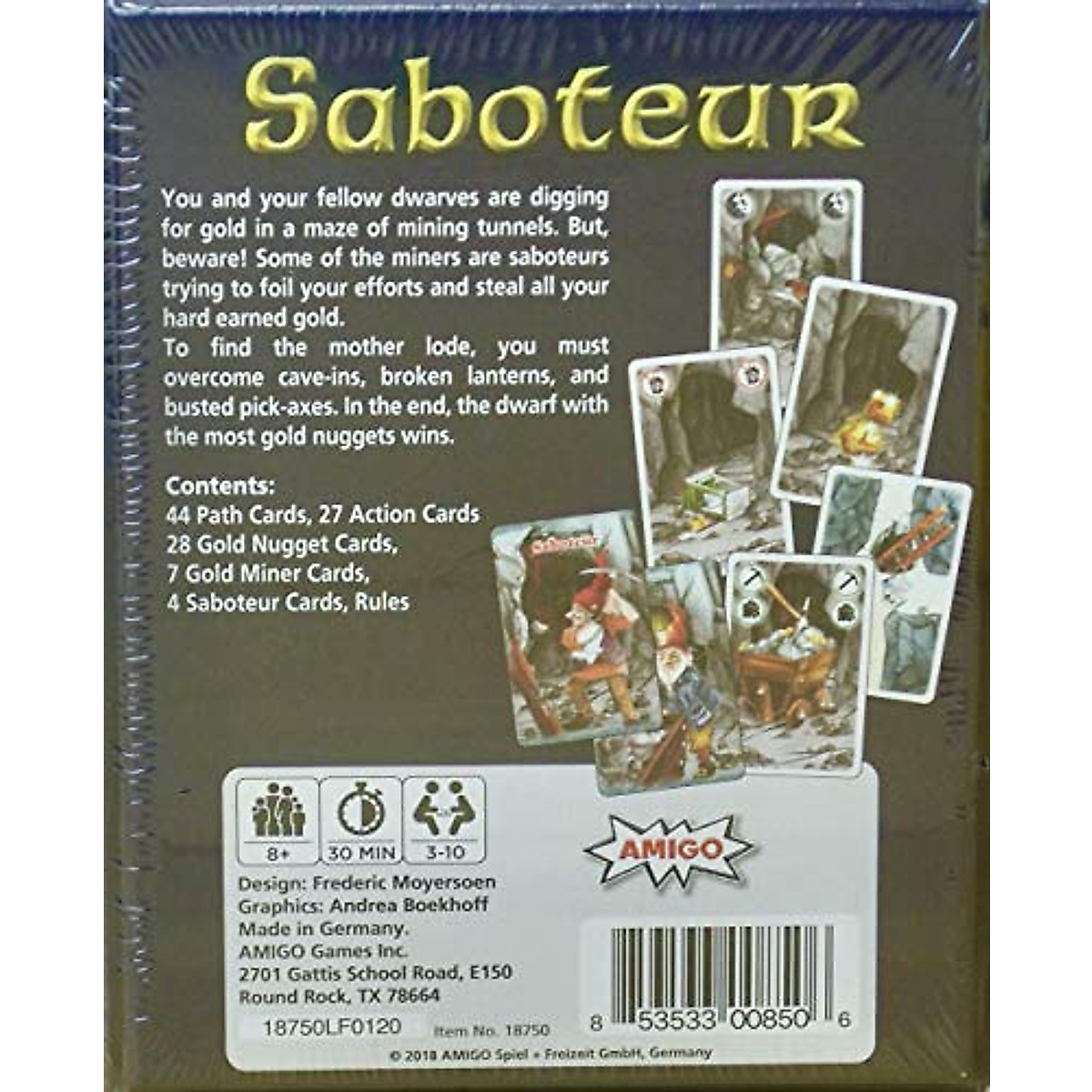 AMIGO Games Saboteur Strategy Card Game – The Adventurous Gold Mining Game Following Your Dwarves Through The Tunnels – Simple to Learn & Perfect for Family Game Night – Kids & Adults Ages 8+