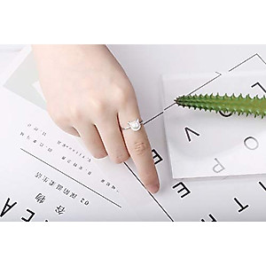 Flzaitian Cat ear pearl ring cat claw open ring cat index finger joint ring jewelry for women (White)