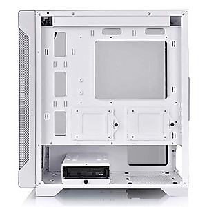 Thermaltake S100 Tempered Glass Snow Edition Micro-ATX mini-Tower Computer Case with 120mm Rear Fan Pre-Installed CA-1Q9-00S6WN-00, White