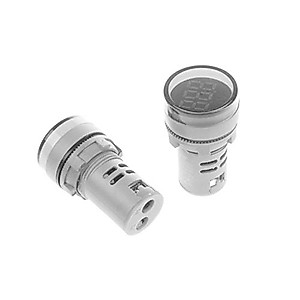 NOYITO 80-500V AC Digital Voltmeter 110V 220V 380V Red Green Yellow Blue White LCD Digital Display Small Round Head (Pack of 2) (White)