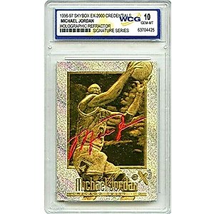 Michael Jordan 1996-97 Credentials EX-2000 Signature Series Graded GEM-MT 10 Refractor 23-KT Gold Card!