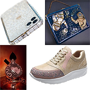 OUTUXED 5400pcs Multicolor Rhinestones 12 Mixed Color Hotfix Rhinestones Flatback Gemstones and Crystals for Crafts, Clothes with Tweezers and 2 Picking Pens