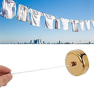 Retractable Clothesline, 304 Stainless Steel Heavy Duty Shower Clothesline Clothes Line Wall Mounted Retractable Laundry Line Laundry Accessories(Gold)