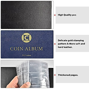 Coin Collection Supplies Book Holder for Collectors, Coins Collecting Album for 20 25 27 30 38 46mm. Coin Storage Display Organizer Case for Money Currency, Penny, Bill Commemorative