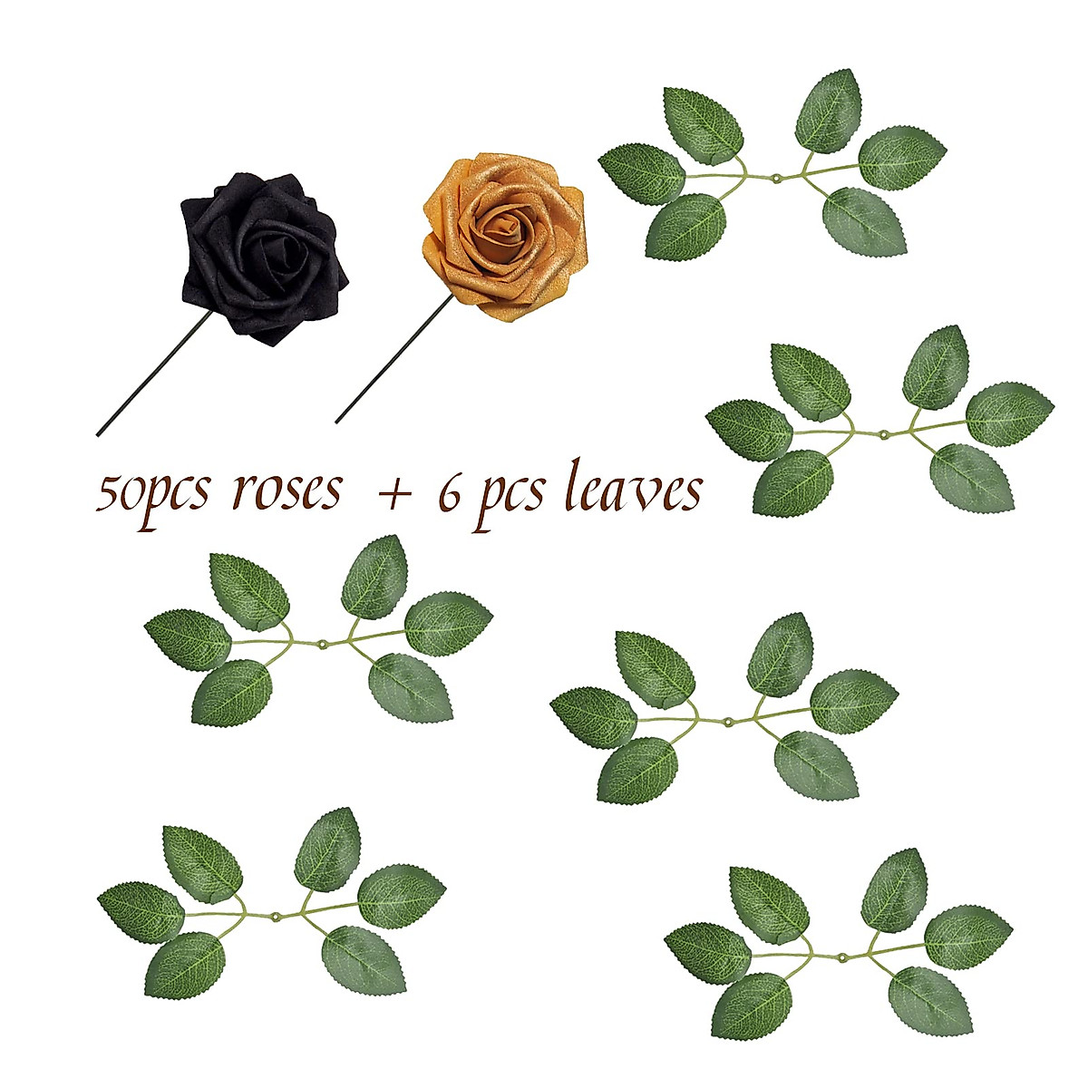 cosybeau Roses Artificial Fake Rose Flowers 50 PCS for Christmas Decorations Bouquets Wedding Centerpieces Arrangements Party Home Decor (Black)