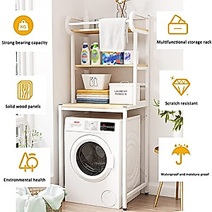 BKGDO Washer Storage Frames Floor Standing for Over Toilet,Bathroom Storage Rack,Bathroom Organizer Units with Clothes Hanging/White