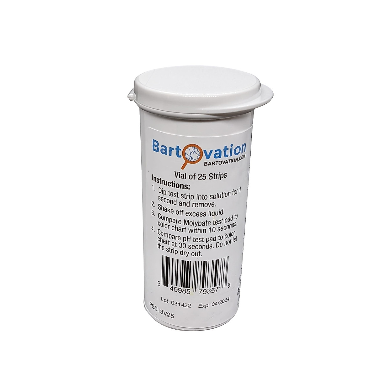 Molybdate Two Pad Test Strip 0-350+ ppm & pH 5-10 [Vial of 25 Strips]