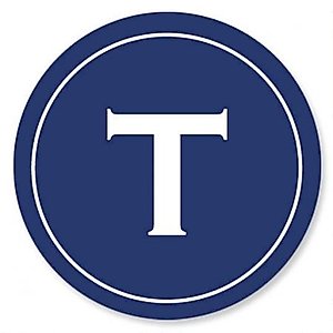 Current Blue Round Initial Personalized Envelope Seals- Set of 72 Flat Sheet Stickers