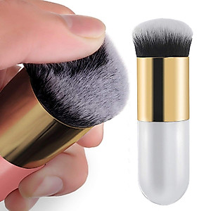 2 Pieces Foundation Brush, Chubby Makeup Brush, Suit For Blending Liquid, Cream or Flawless Powder Cosmetics(Golden & Pink)