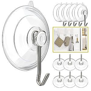 HangerSpace Suction Cup Hooks, Upgrade 1.77 Inches Clear PVC Window Suction Cups with Metal Hooks Removable Small Suction Cups for Glass Kitchen Bathroom Shower Wall Door - 12 Packs