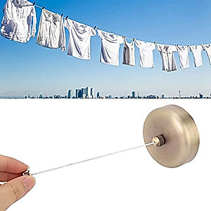 Beufee Retractable Clothesline Clothes Dryer, Stainless Steel Wall Mounted Clothesline Rope Shower Clothes Line for Home Camping Outdoor Indoor(Bronze)