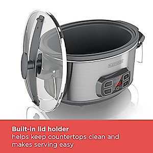 BLACK+DECKER SCD1007 7 Quart Programmable Slow Cooker with Digital Timer, Portable with Locking Lid, Stainless Steel