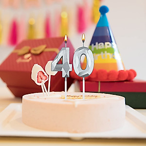 18th & 81st Birthday Candles for Cake, Silver Number 18 81 3D Diamond Shaped Candle Birthday Decorations Party Supplies for Girls, Boys, Women or Men