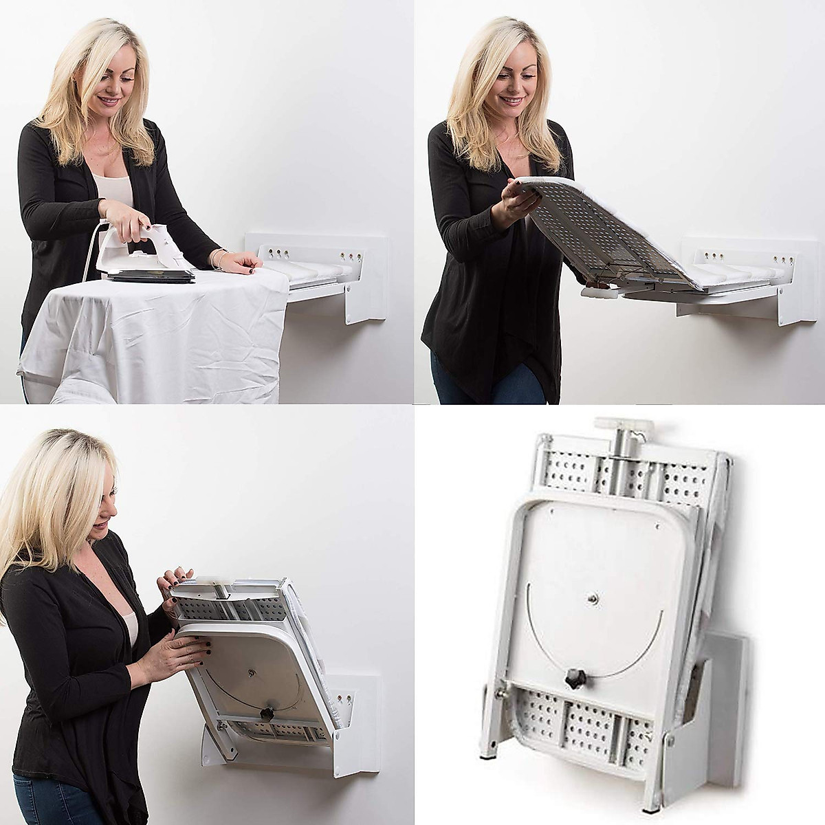 uyoyous Wall Mounted Ironing Board 37 x 13 Inch Foldable Ironing Boards with Heat Resistant Cover 180° Rotation Space-Saving Ironing Boards with English Manual