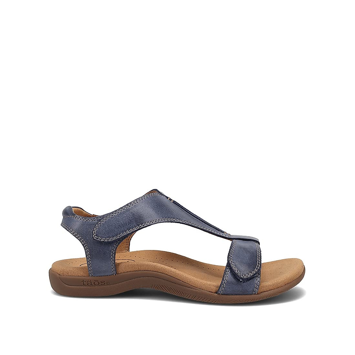 Taos The Show Premium Leather Women's Sandal - Experience Everyday Style, Comfort, Arch Support, Cooling Gel Padding and an Adjustable Fit for Exceptional Walking Comfort Dark Blue 8 (M) US