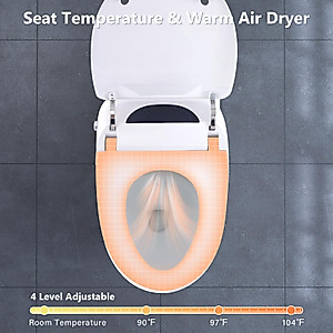 Zevemomo Tankless Smart Toilet with Bidet Built in, Approach Auto Open & Soft Close Lid, Foot Sensing, Heated Seat, Warm Water and Dry, Modern Toilet with Off-Seat Auto Flush, Remote Control, White
