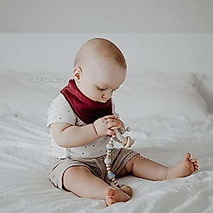 TheAZBaby Organic Cotton 10-Pack Baby Bandana Drool Bibs for Boys and Girls, Neutral Solid Bibs for Teething and Drooling.