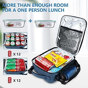 ZPP Lunch Box for Men, Water Insulated Lunch Bag, Women, Adults Small Lunch Bag, Reusable Lunch Box Portable Lunchbox Tote Bag with Adjustable Shoulder Strap for Office Work, Blue