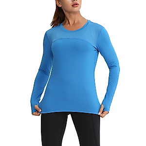 Women's Sun Protection Compression Shirts UPF 50+ Long Sleeve Workout T-Shirts Rash Guard Athletic Tops