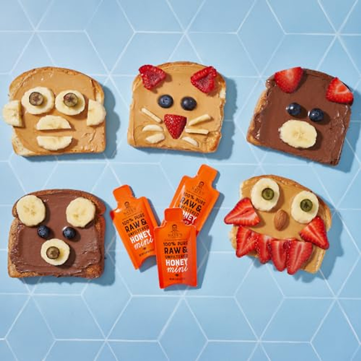 Nate's Honey Minis - Single-Serve 100% Pure, Raw & Unfiltered Honey – 0.49oz Packets, 20ct box