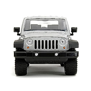 2007 Wrangler Gray and Black with Blue and White Stripes with Extra Wheels Just Trucks Series 1/24 Diecast Model Car by Jada 34194