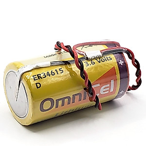 4x OmniCel ER34615 3.6V 19Ah Size D Lithium Battery with Wire Leads For Carbon Monoxide Detectors, Intrusion Sensors, Invisible Fencing, Emergency Backup, Data Collection, AMR Add-ons