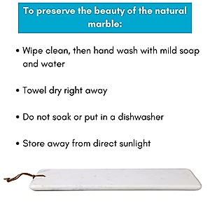 BIRDROCK HOME 23" Marble Serving Board | 100% Natural, Premium Marble | 23" L x 8" W | Charcuterie Board for Party Appetizers | Kitchen Platter for Food | Fruit Display - White