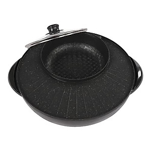 Circular Edition Hotpot Grill Combo Indoor BBQ, Electric Hot Pot with Divider, Portable Smokeless Grill,for Family and Friends Dinner