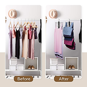 ZEDODIER Tank Top Hanger，2 Pack Wooden Bra Organizer for Closet, 12 Storage Capacity, Top 360° Rotation, Hanging Space Saving Hook for Tank Tops, Sport Bras, Camisoles, Lingeries, Black