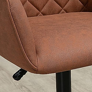 Vinsetto Mid Back Modern Home Office Chair Swivel Computer Desk Chair with Adjustable Height, Microfiber Cloth, Diamond Line Design, and Padded Armrests, Brown