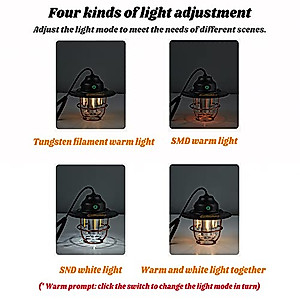 ALSODI Outdoor Camping Light, Extra-Long Endurance Lanyard Camping Light, Adjustable Brightness Tent Atmosphere Retro Hook Lantern