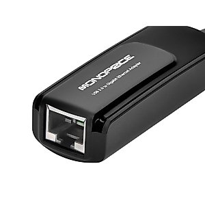 Monoprice USB 3.0 to Gigabit Ethernet Adapter, Supports 10/100/1000 Mbps Connections, Plug-N-Play, Compatible with Windows, MacOS, Linux, and Android Systems