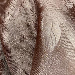 Anne Desert Taupe Embossed Floral Polyester Stretch Velvet Fabric for Bows, Headwraps, Top Knot, Scrunchies, Clothes, Costumes, Crafts