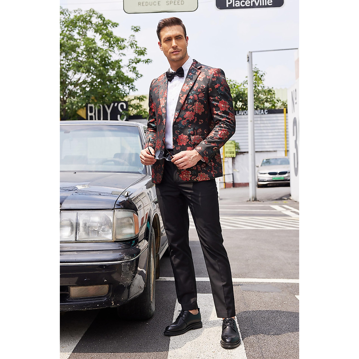 COOFANDY Mens Christmas Tuxedo Jackets Slim Fit Suit Blazer Jacket for Dinner Party Prom Wedding