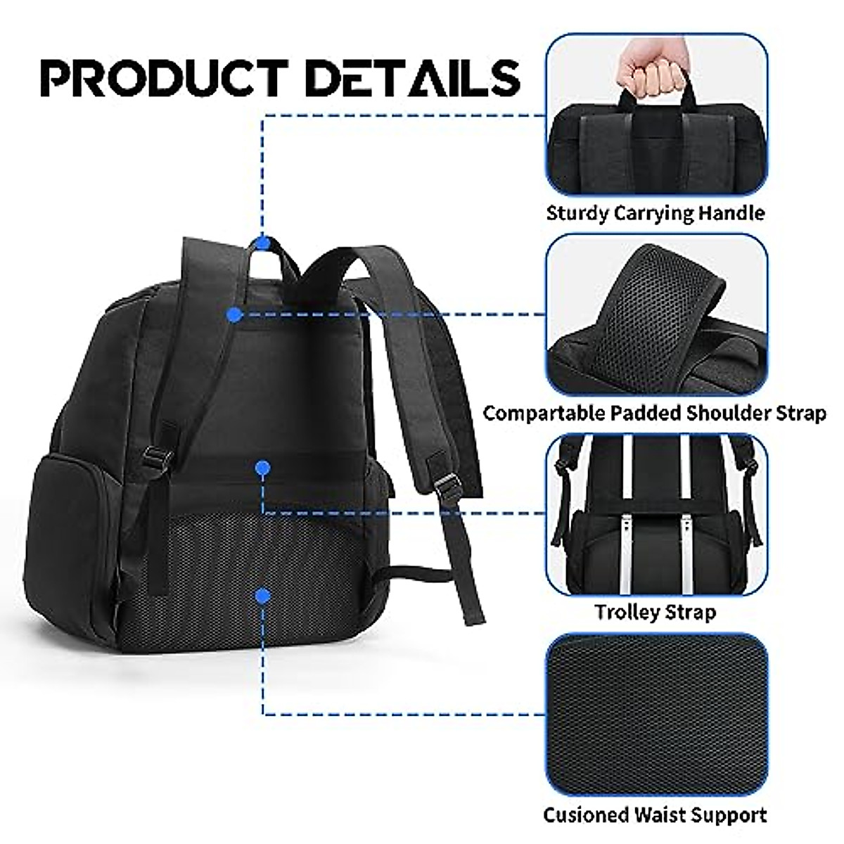 Travel Backpack for Playstation 5 Console, Carrying Case Storage Bag fits for PS5/PS4/PS4 Pro/PS4 Slim/Xbox One/Xbox One X/Xbox One S, Travel Bag for 15.6" Laptop and Gaming Accessories, Black