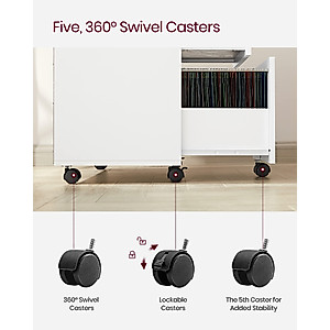 VASAGLE Lateral File Cabinet, Home Office Printer Stand, 3-Drawer Mobile Filing Cabinet with Open Storage Shelves, for A4, Letter-Size Files, White with Wood Grain UOFC041W46