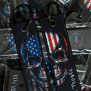 DillenCo We The People 1776 American Flag Skull Key Tag/Backpack or Luggage Tag x2. Patriot Edition (Skull)