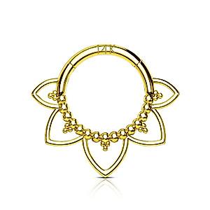 OUFER 16G Helix Piercing Jewelry, 14K Solid Gold Helix Earring Hoop,Cat Ear Design Cartilage Hoop Earrings, Daith Septum piercing Jewelry For Women And Men