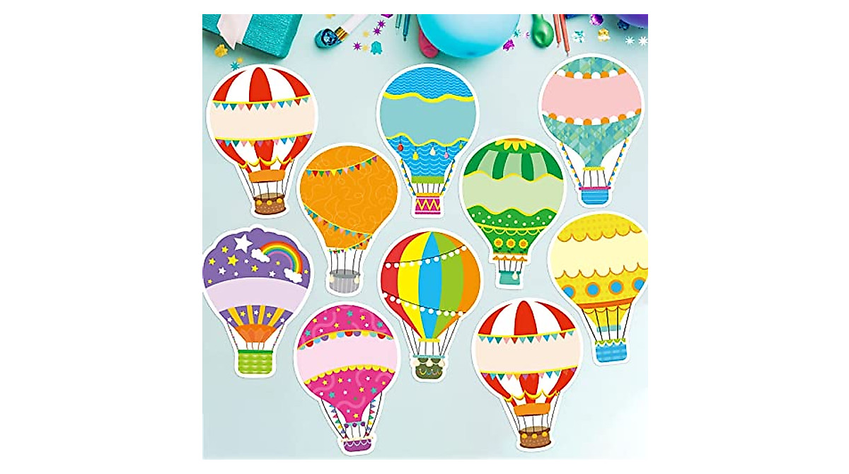 Colorful Hot Air Balloon Classroom Decorations - 45 Pcs Party Supplies