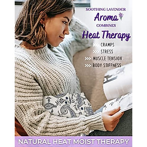 Hihealer Microwave Heating Pad for Neck, Shoulder, Back Pain Relief, Portable Heating Pad Microwave Cramp, Lavender and Flaxseed Filling, Female Self-Care Gift, Scentless (Paisley and Lavender, 7x12)